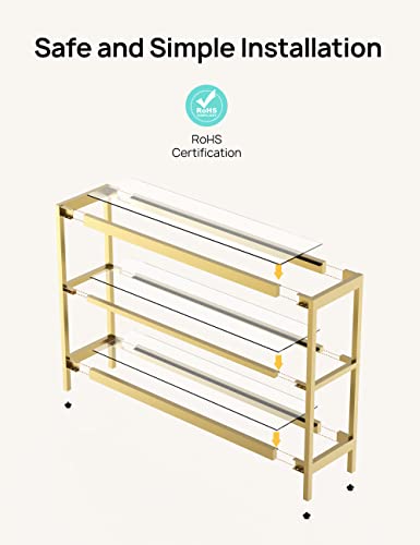 Evajoy Console Table, 35" Entryway Table with 3 Tiers, Foyer Tables, Open Glass Sofa Table for Living Room, Foyer, Entryway, Bedroom, Hallway