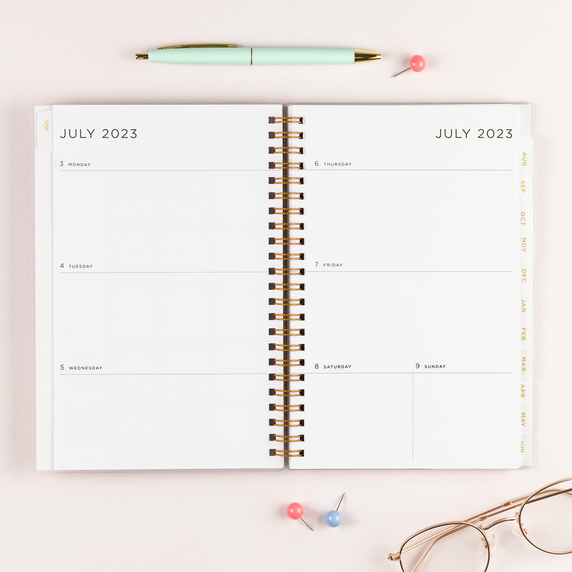 Ashley G for Blue Sky 2023-2024 Academic Year Weekly and Monthly Planner, 5" x 8", Flexible Cover, Wirebound, Multi Color Smoke (133682-A24)