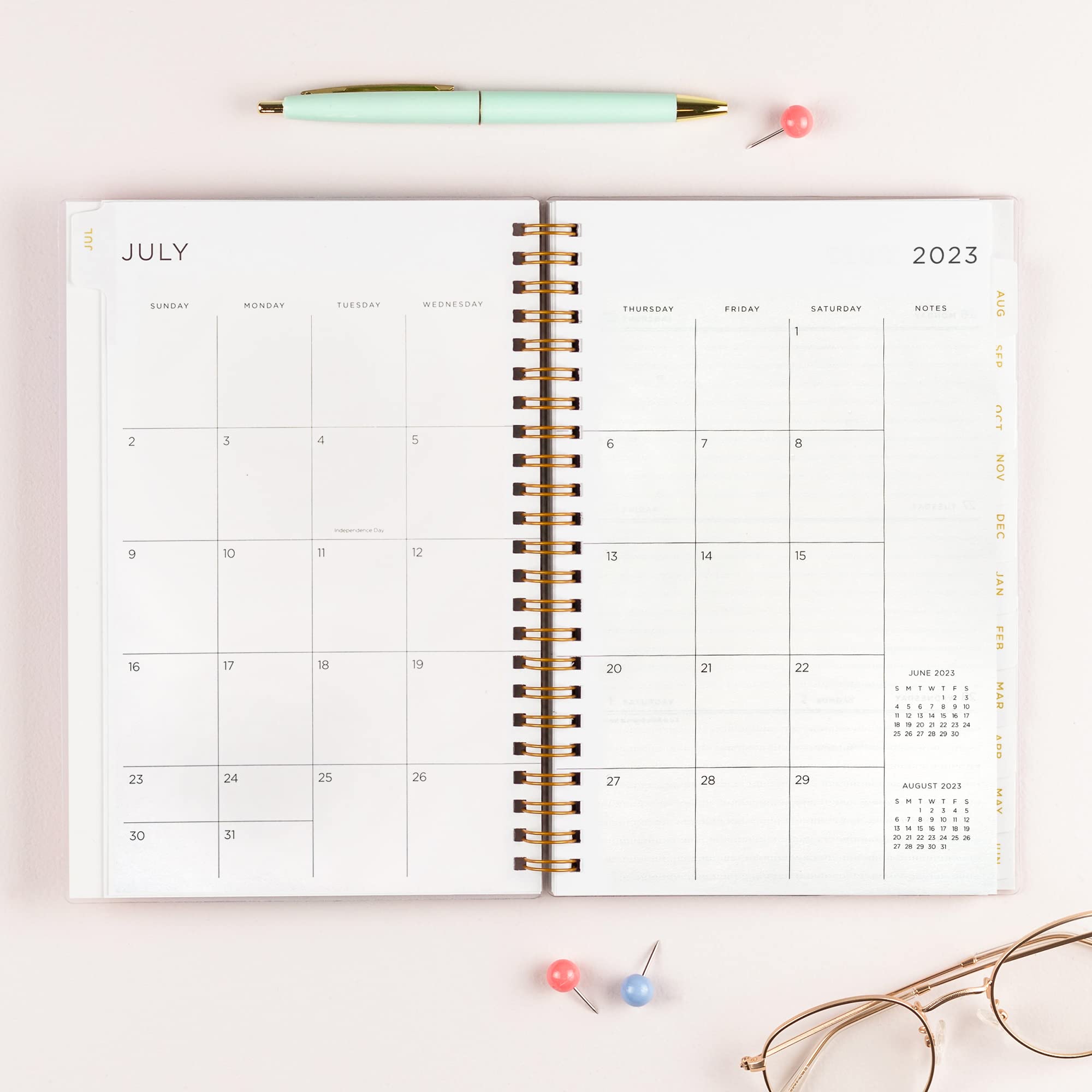 Ashley G for Blue Sky 2023-2024 Academic Year Weekly and Monthly Planner, 5" x 8", Flexible Cover, Wirebound, Multi Color Smoke (133682-A24)