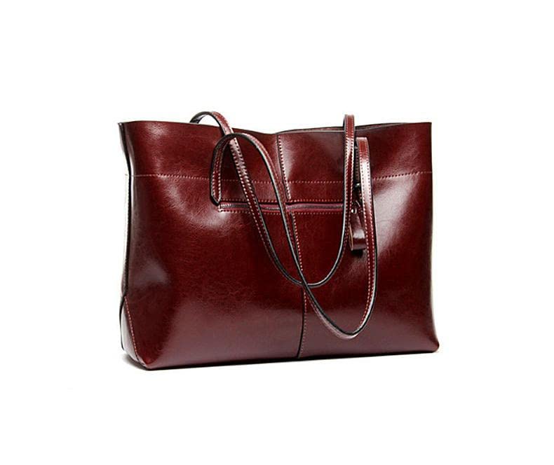 KKP Fashion Versatile Tote Bag Shoulder Bag Women's Bag(Vintage wine red)
