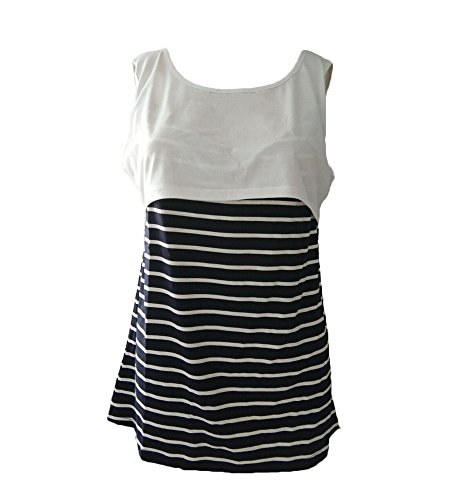 Nituyy Women Double Layered Patchwork Maternity Breastfeeding and Nursing Tank Top Cami Vest (White, M)