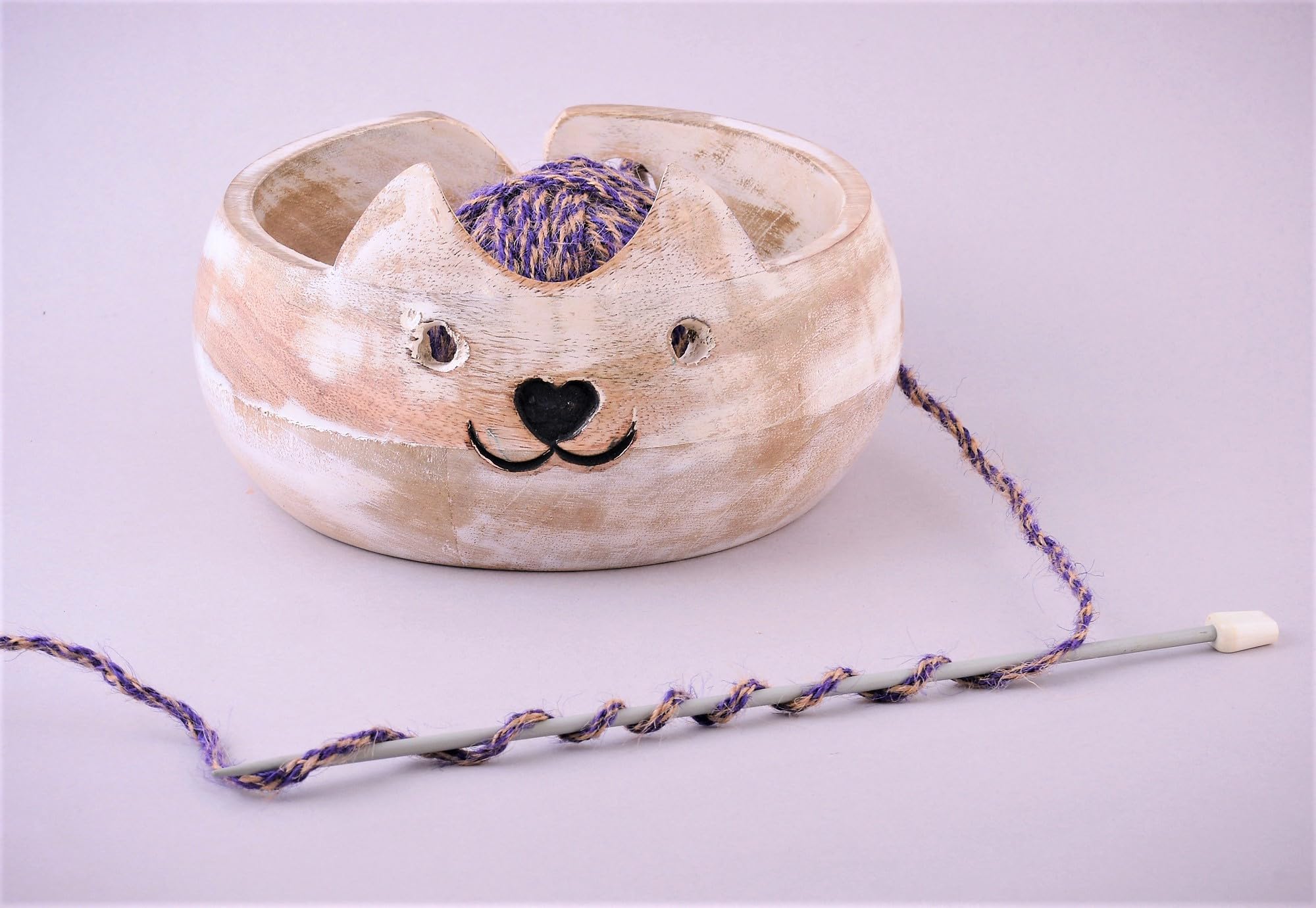 Wooden Yarn Bowl Knitting Bowl Large Crochet Yarn Holder YB03 Handmade Crocheting Accessories and Supplies Organizer 7 x 3"