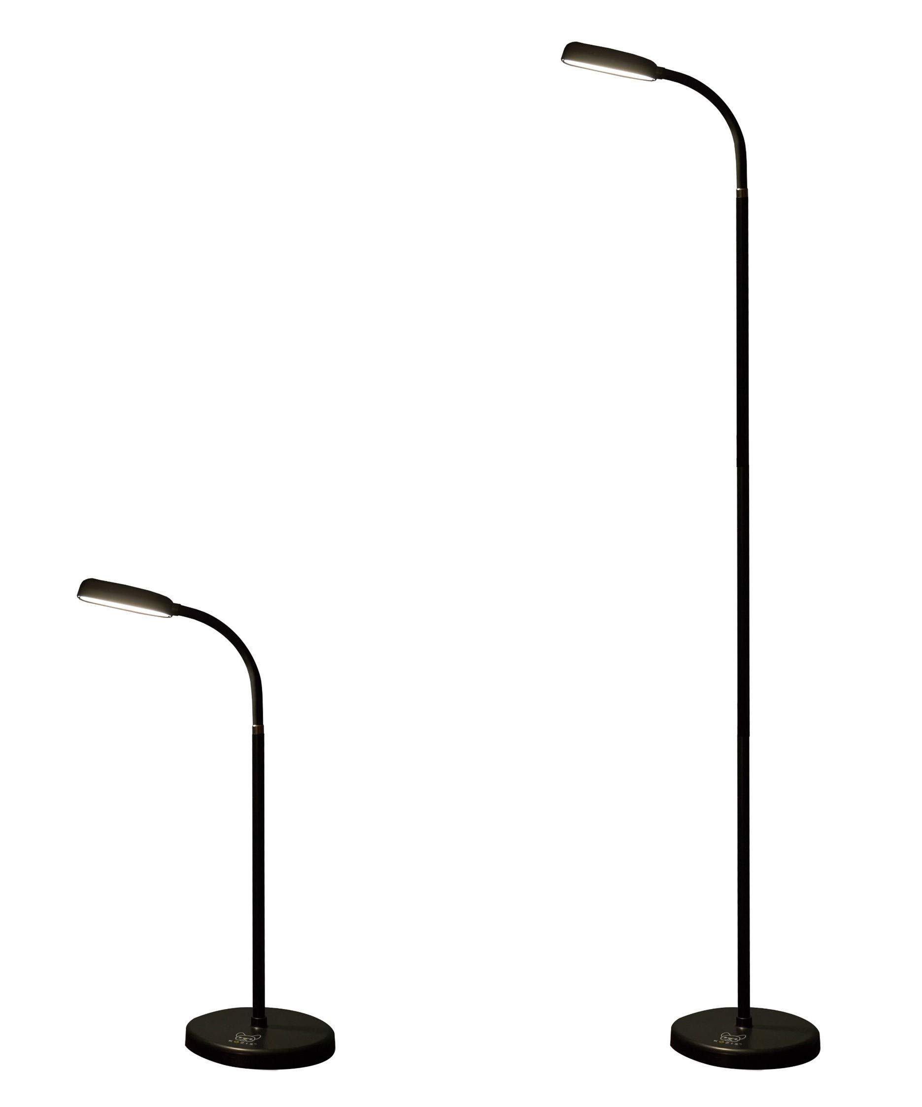 KOZIS Cordless Rechargeable FlexLamp | 2-in-1 Desk Floor Customizable | 3 Colors Adjustable Gooseneck | Stepless Dimming | Lamp for Piano Craft Bedroom Office Study Reading Camping (Matt Black)