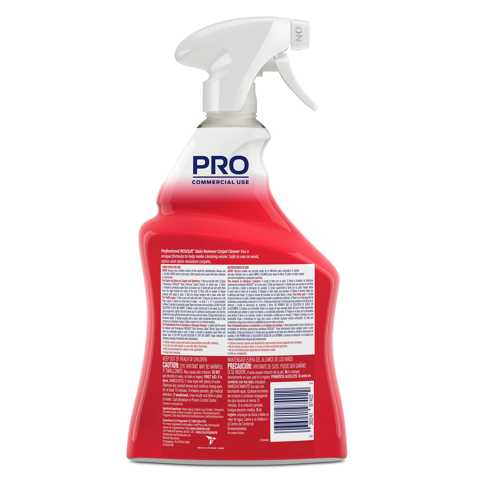 Resolve Professional Strength Spot and Stain Carpet Cleaner, Red, 32 Fl Oz (Pack of 1)