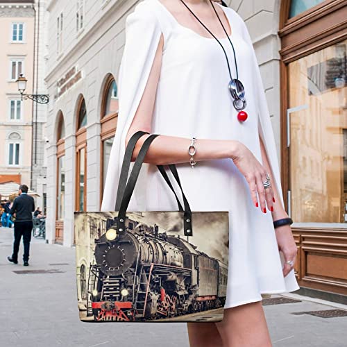 Womens Handbag Steam Train Leather Tote Bag Top Handle Satchel Bags For Lady