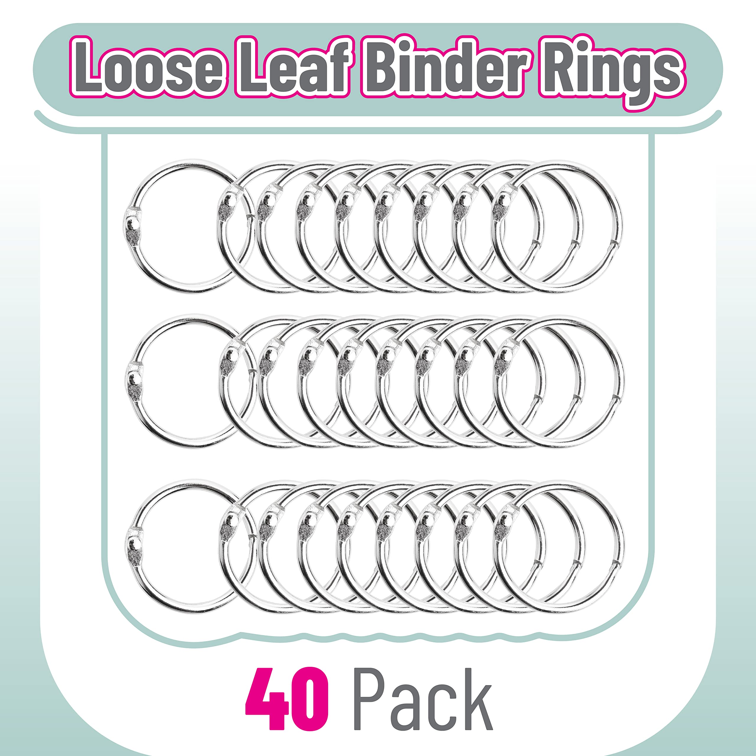 Mr. Pen- Loose Leaf Binder Ring, 40 Pack, Binder Rings 1 Inch, Binder Rings, Book Rings, Metal Rings for Index Cards, Rings for Flash Cards, Index Card Rings, Paper Rings, Small Binder Ring, Book Ring