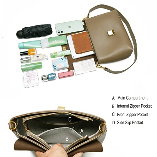 Hakkensuru Crossbody Bags for Women Designer Shoulder Bags Genuine Leather Handbag Satchel Purses with Adjustable Detachable Strap