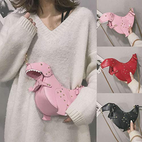 T-Rex Studded Chain Crossbody Bag Women Chain Purse Shoulder Bag Gift Dinosaur Design Leather Mini Messenger Bag