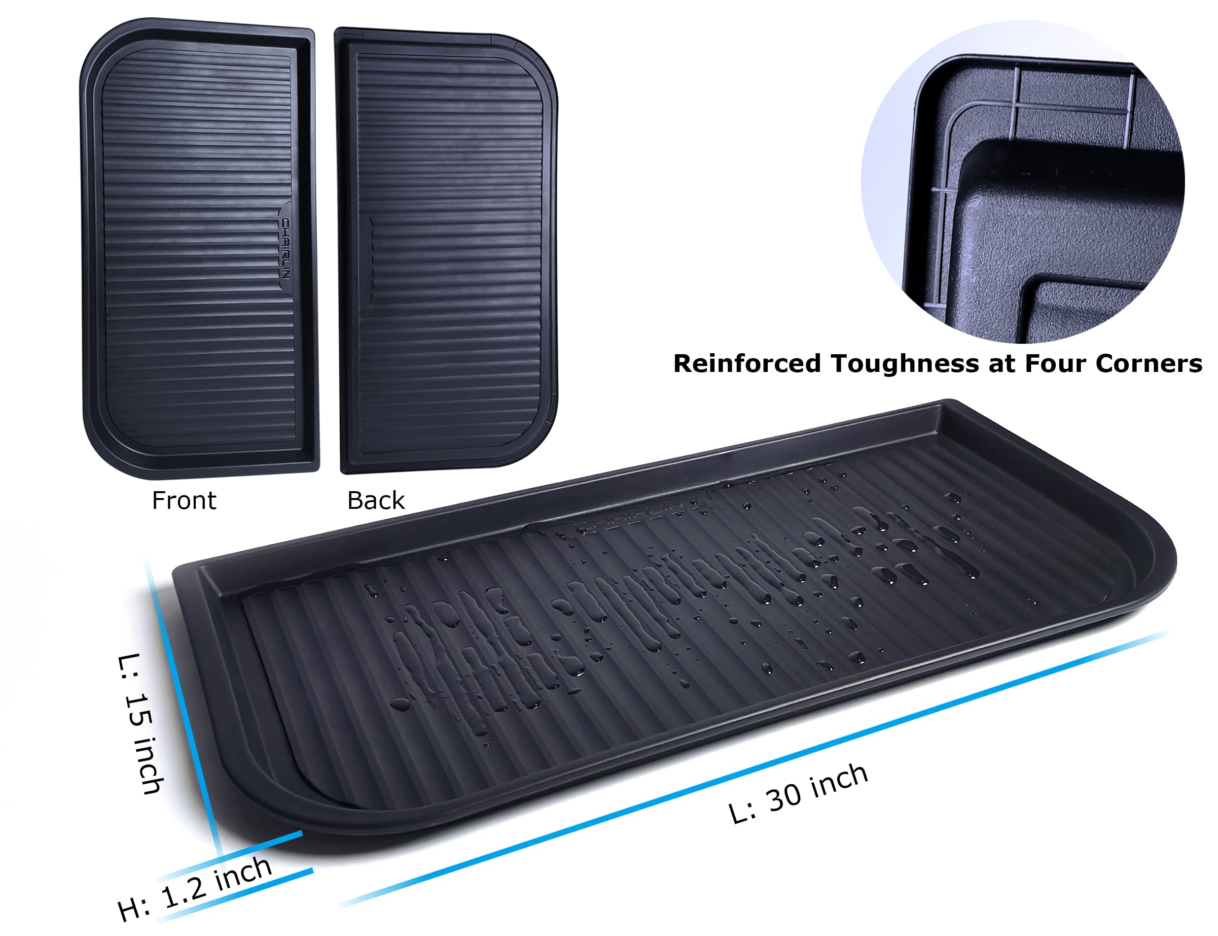 CHAIRLIN Space-Saving Extra Water Resistant Large Shoe Tray, Easy Clean Indoor and Outdoor Use All Seasons, Boot Tray for Entryway, Corridor, Kitchen, Trunk, Mudroom (2)