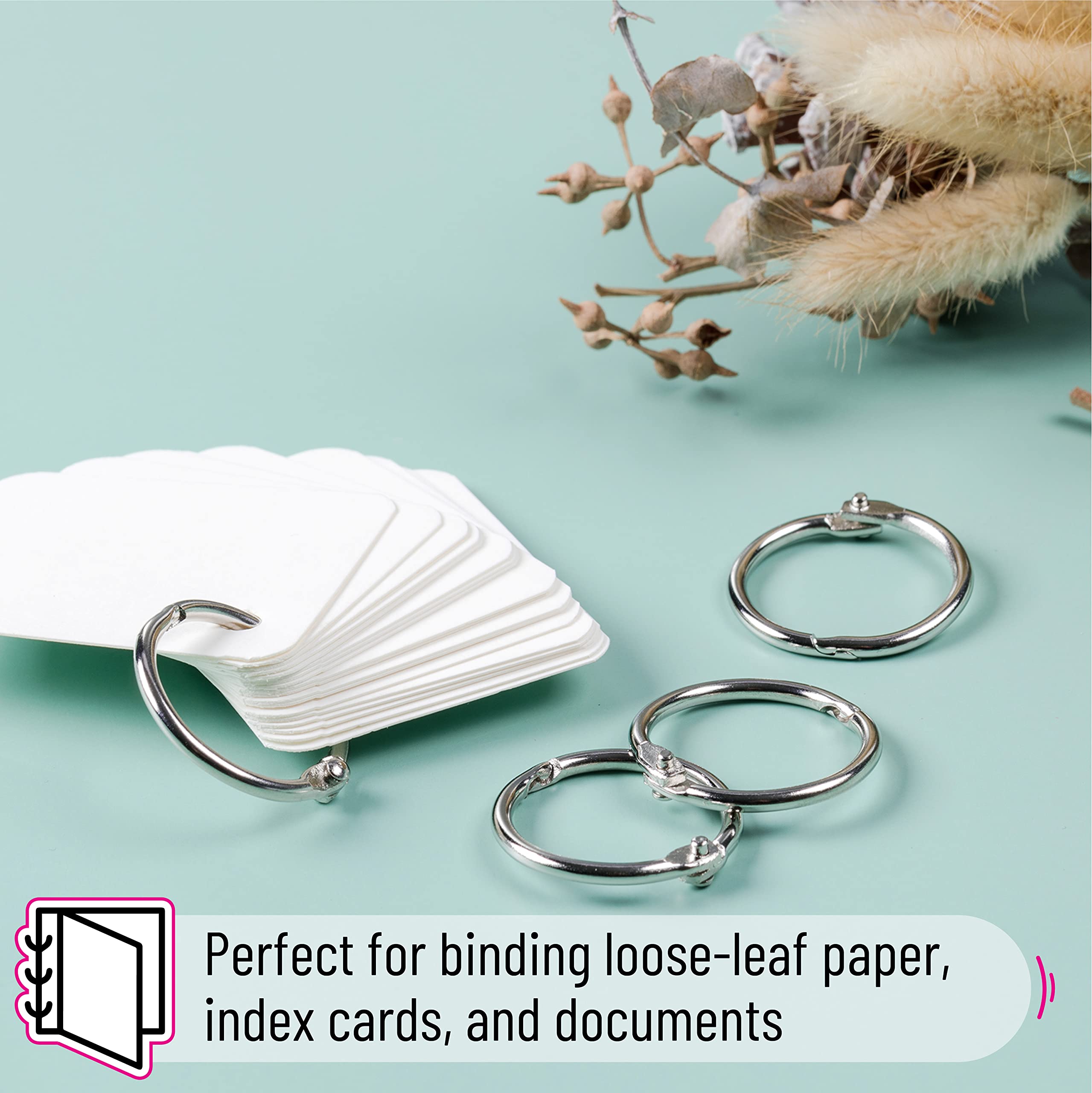Mr. Pen- Loose Leaf Binder Ring, 40 Pack, Binder Rings 1 Inch, Binder Rings, Book Rings, Metal Rings for Index Cards, Rings for Flash Cards, Index Card Rings, Paper Rings, Small Binder Ring, Book Ring