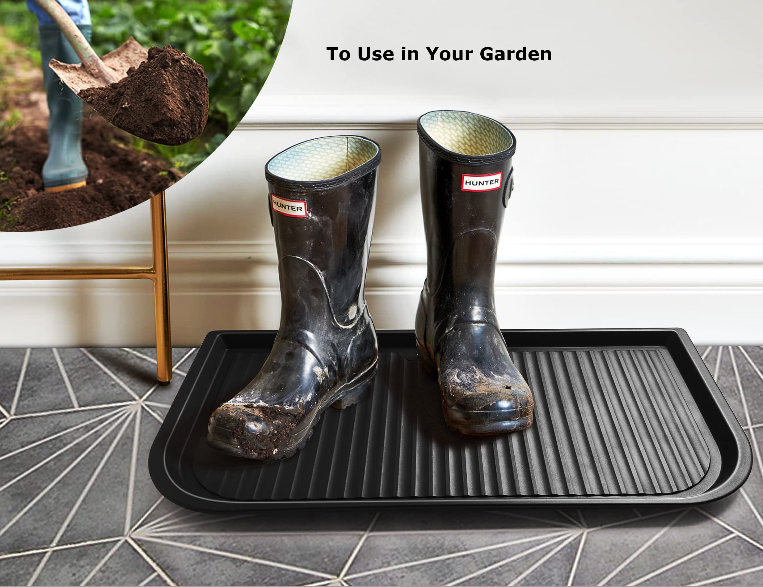 CHAIRLIN Space-Saving Extra Water Resistant Large Shoe Tray, Easy Clean Indoor and Outdoor Use All Seasons, Boot Tray for Entryway, Corridor, Kitchen, Trunk, Mudroom (2)