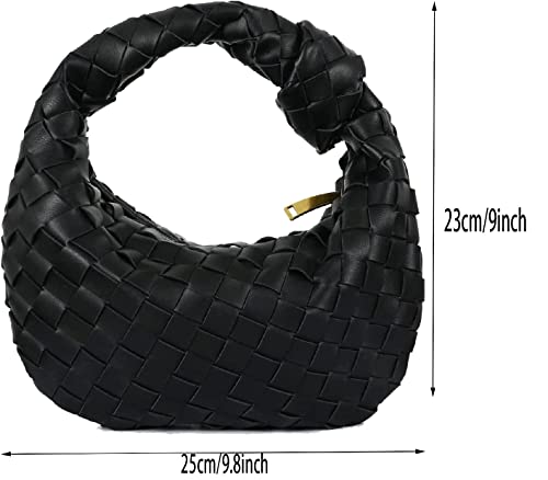 QWERTYUI Women Knotted Woven Handbag Soft Leather Fashion Shoulder Bag High Capacity Lightweight Handmade Clutch Bag,Silver,One Size