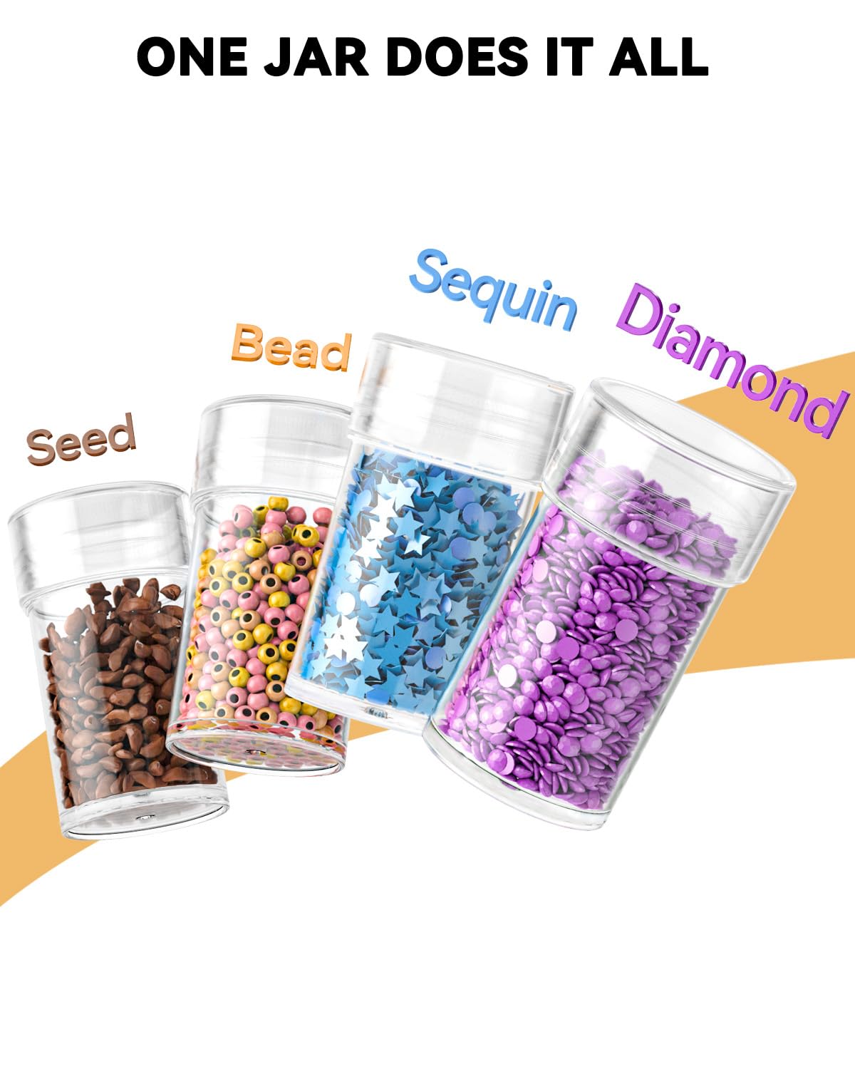 ARTDOT Diamond Painting Storage Containers, 4 Pack Stackable Bead Organizers with 128 Slots and Diamond Art Accessories and Tools for Beads Nail Pill Rhinestones Seed