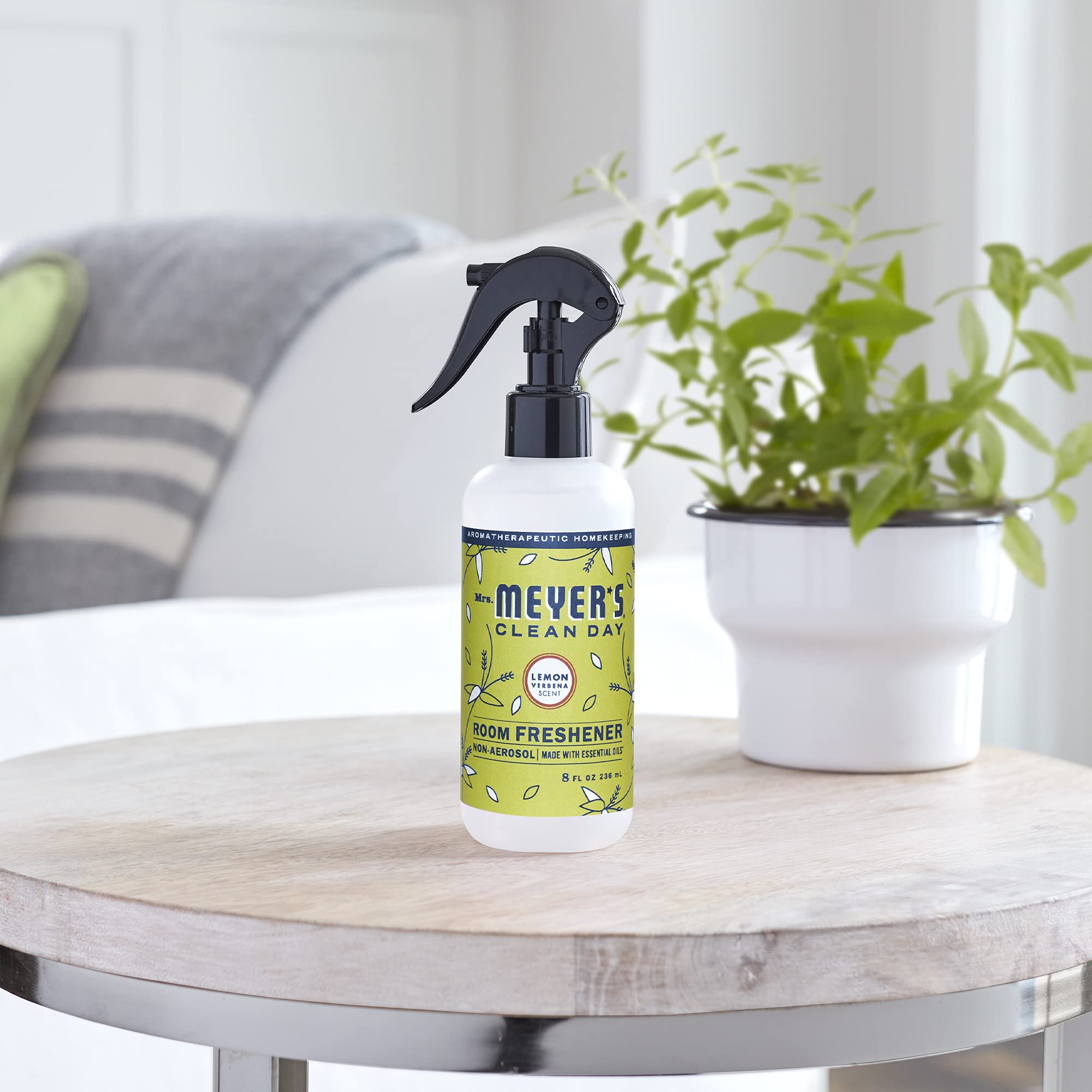 Mrs. Meyer's Room and Air Freshener Spray, Non-Aerosol Spray Bottle Infused with Essential Oils, Lemon Verbena, 8 fl. oz