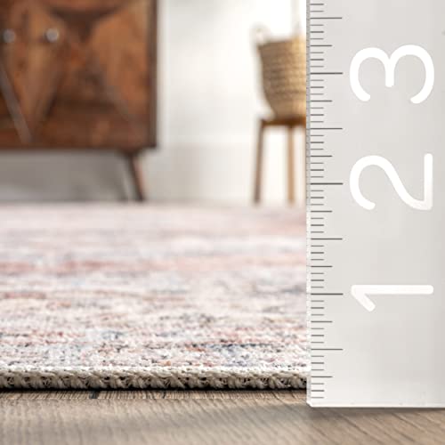 nuLOOM Desna Machine Washable Faded Vintage Accent Rug, 2' x 3', Peach