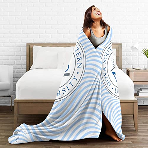 Nova Southeastern University Logo Fleece Blanket, Very Soft Microfiber Flannel Blanket for Couch Warm and Cozy for All Seasons