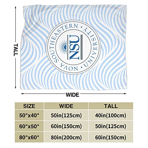 Nova Southeastern University Logo Fleece Blanket, Very Soft Microfiber Flannel Blanket for Couch Warm and Cozy for All Seasons