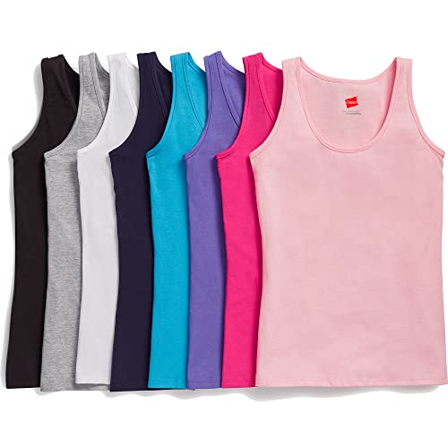 Hanes Womens Scoopneck Cotton Jersey Tank, Classic Top, Lightweight For Camisoles-lingerie, Navy, Medium US