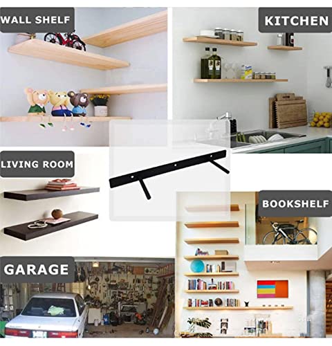 COUNTOOZQ Floating Shelves Rustic Wood Wall Shelf Wall Shelf Wood Floating Rack Hidden Decoration Storage Holder Shelf Rack Handmade Multifunction Decorative for Kitchen/Bedroom Frame,50cm