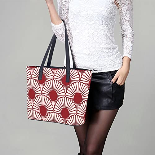 Womens Handbag Japanese Pattern Leather Tote Bag Top Handle Satchel Bags For Lady