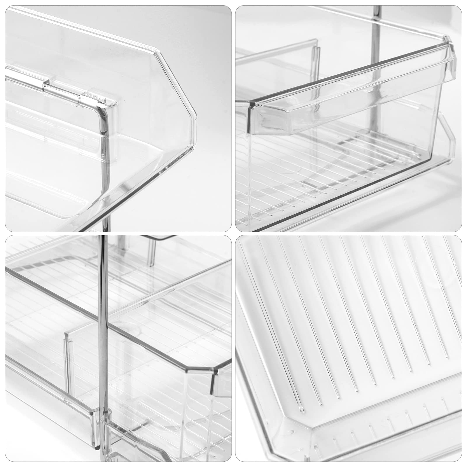 ruishetop 2-Tier Multi-Purpose Pull Out Cabinets Organizer Shelf, Under Sink Cabinet Organizer with Drawer, Sliding Basket Drawer Countertop Organizer Storage for Home Office Kitchen (Clear- 1 Set)