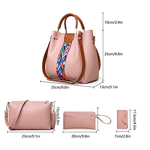 Onlyliua 4-PCS Handbags for Women, Retro Printing Pattern Wallet Tote Bag Shoulder Bag Top Handle Satchel Purse