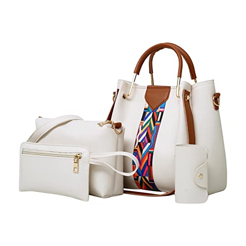 Onlyliua 4-PCS Handbags for Women, Retro Printing Pattern Wallet Tote Bag Shoulder Bag Top Handle Satchel Purse
