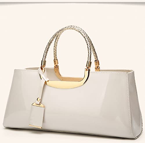 Autumnwell Glossy Faux Patent Leather Structured Shoulder Handbag Women Evening Party Satchel