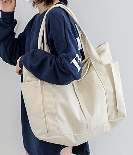 Women Canvas Tote Bag Hobo Casual Shoulder Purse Large Capacity Messenger Handbags