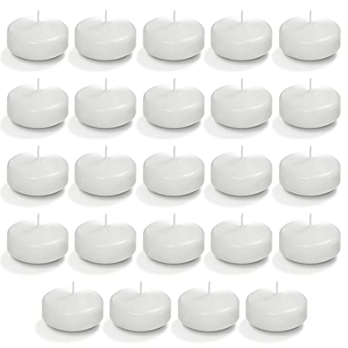 Premium 24 Piece 2 inch Unscented White Dripless Wax Burning Floating Candles Centerpieces, 4+ Hour Burn, Round Tealight Shaped Disks for Wedding, Parties, Special Occasions, Home Decoration TeaL NiNE