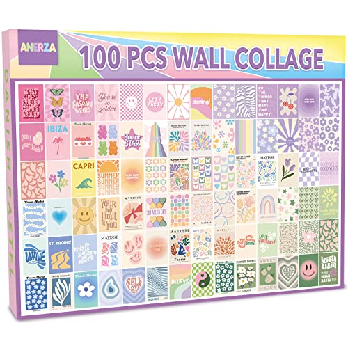 ANERZA 100 PCS Danish Pastel Room Decor, Wall Collage Kit Aesthetic Pictures, Posters for Room Aesthetic, Cute Bedroom Photo Wall Decor for Teen Girls, Dorm Trendy Matisse Wall Art, Gifts for Girls