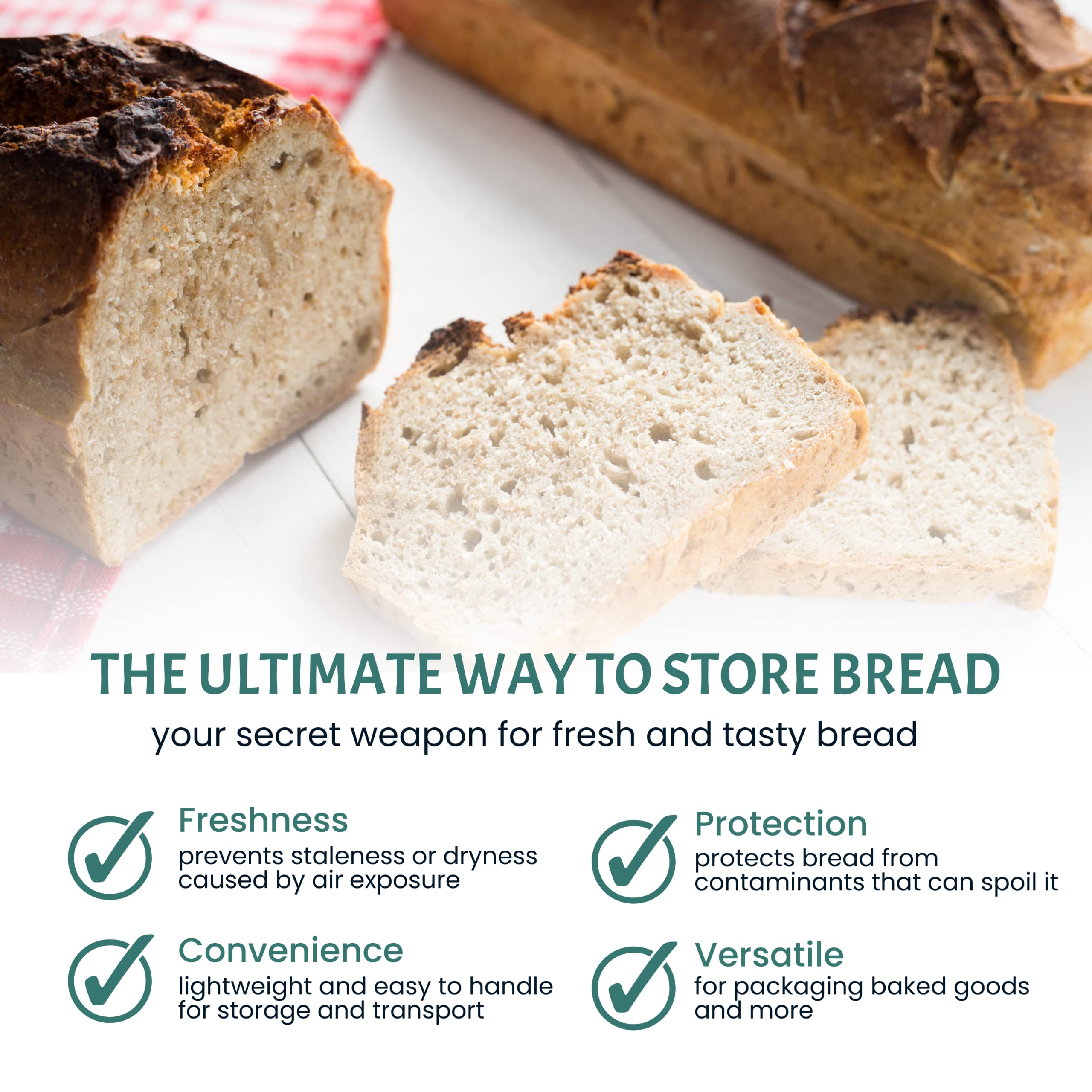 Reusable Plastic Bread Bags for Homemade Bread - 100 Pack Clear Bread Bag with Ties For An Airtight Moisture-free Preservation and Storage- Bread Loaf Bags for Home Bakers and Bakery Owners