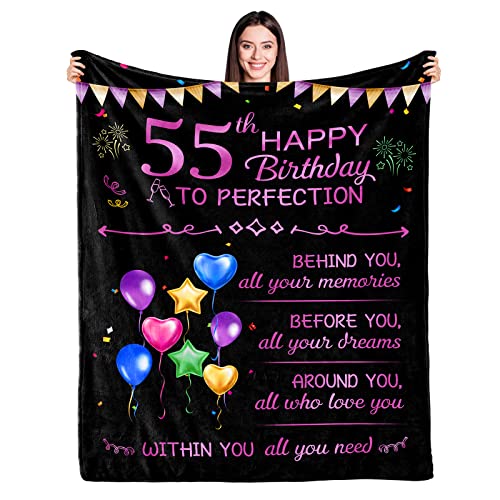 BRITHHAHA 55th Birthday Gifts for Women Funny 1967 Blanket for 55 Year Old Woman 55th Birthday Throw Ideas 55 Birthday Decorations for Women Her Him Wife Sister Mom Friends Grandmother 60"x50"
