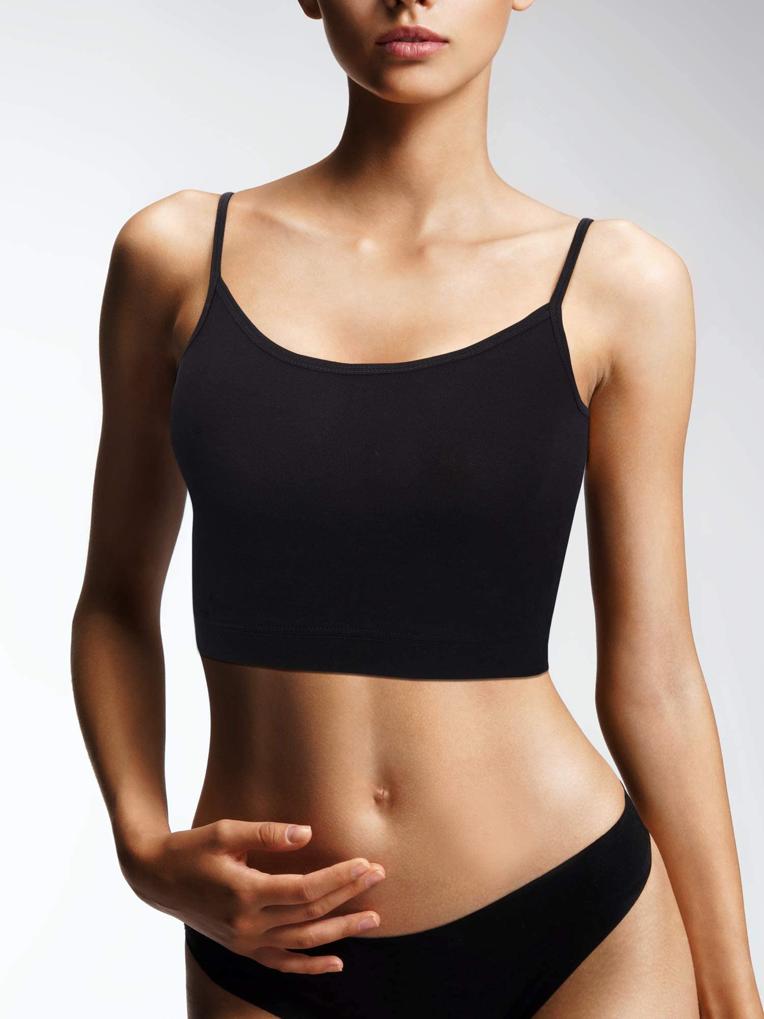 3 Pieces Spaghetti Strap Tank Camisole Top Crop Tank Top for Sports Yoga Sleeping (Black, White, Grey, S)