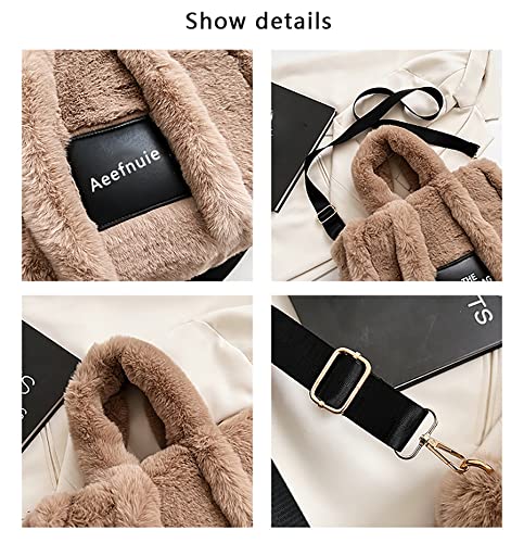 Women Handbags, Winter Fashion Plush Soft Fluffy Tote Top Handle Messenger Tote Shoulder Bag