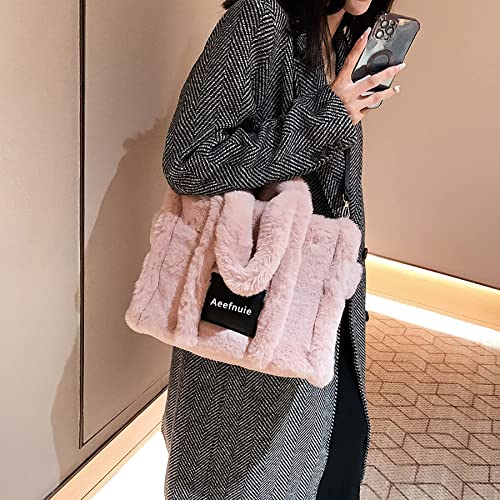 Women Handbags, Winter Fashion Plush Soft Fluffy Tote Top Handle Messenger Tote Shoulder Bag