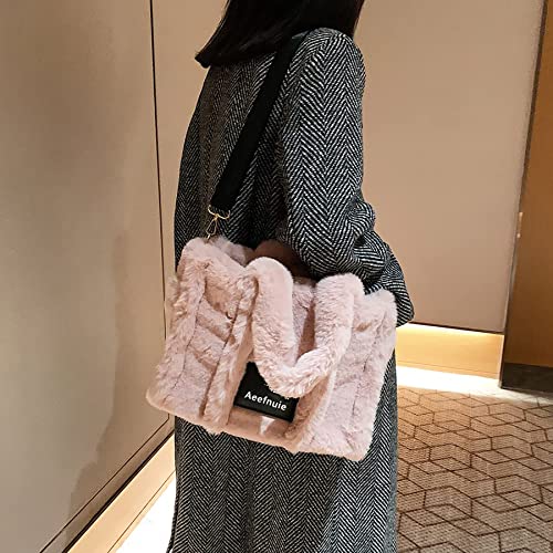 Women Handbags, Winter Fashion Plush Soft Fluffy Tote Top Handle Messenger Tote Shoulder Bag