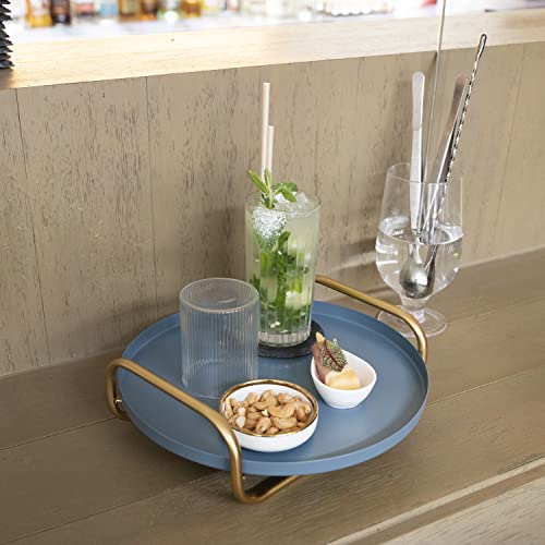Decorative Trays, Metal Coffee Table Tray, Decorative Serving Tray with Gold Handle, Table Decor for Coffee Table, Coffee Bar, Kitchen Counter, Dining Table, Home Decor, Decorative Table
