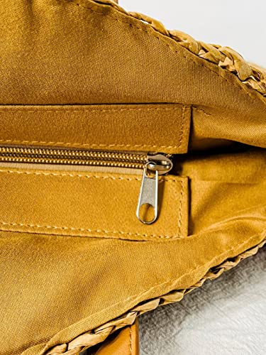 Seamido Straw Bag Handwoven Beach Bags Corn Straw Tote Woven Shoulder Bag For Women (Khaki)