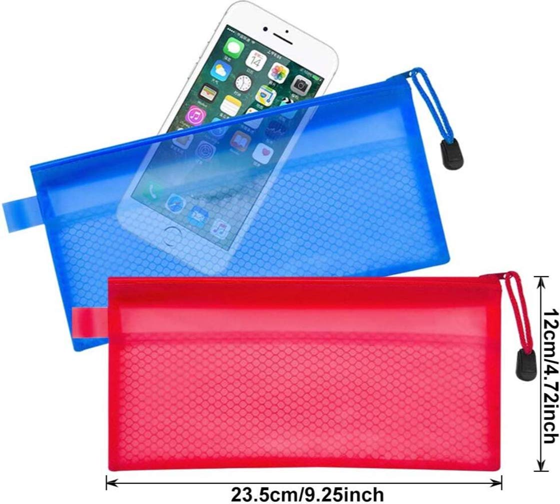 JM-capricorns 36pcs 9 x 4-1/2 inches Big Capacity Waterproof Plastic Double Layer Zipper File Bags zipper pouches Invoice Pouches Bill Bag Pencil Pouch Pencil Case Pen Bag (10 Colors)