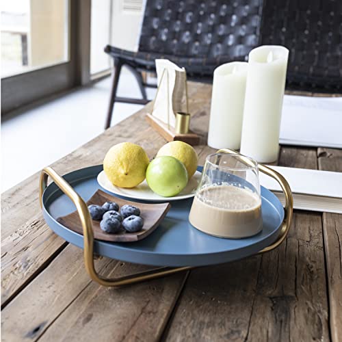 Decorative Trays, Metal Coffee Table Tray, Decorative Serving Tray with Gold Handle, Table Decor for Coffee Table, Coffee Bar, Kitchen Counter, Dining Table, Home Decor, Decorative Table