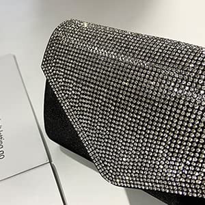 QELEG Women Rhinestone Satin Frosted Evening Wedding Clutch Bag Handbag