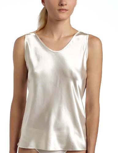 Women’s Satin Charmeuse Tailored Tanktop camisole, Ivory, X-Large