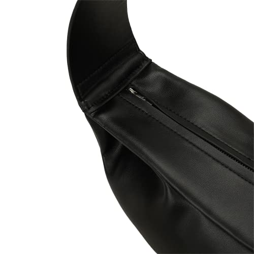 Women's Soft Surface Cowhide Hobo Bag Casual Leather Crossbody Bag Crescent Shoulder Bag Black