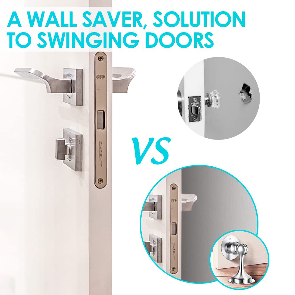 Door Stopper, 2 Pack Magnetic Door Stops Catch, Door Magnetic Catch Stainless Steel, No Need to Drill - 3M Double-Sided Adhesive Tape, Keep Your Door Open, 2 Pack for Wide Doors