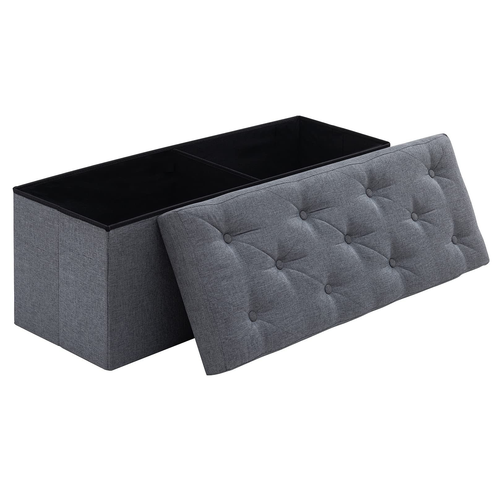 BRIAN & DANY 43 inch Ottoman with Storage, Linen Storage Ottoman Bench, Folding Ottoman Storage for Bedroom and Living Room - Gray