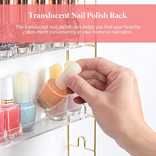 J JACKCUBE DESIGN 4 Tier Gold Nail Polish Organizer Ledge Shelf Rack, Wall Mounted Floating Storage Display Shelves for 56 Bottles Organizer Nail Polish Makeup Essential Oil Stand- MK488B