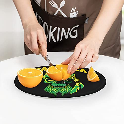 Flag of Jamaica Printed Round Cutting Board Glass Chopping Blocks Mats Food Tray for Home Kitchen Decoration