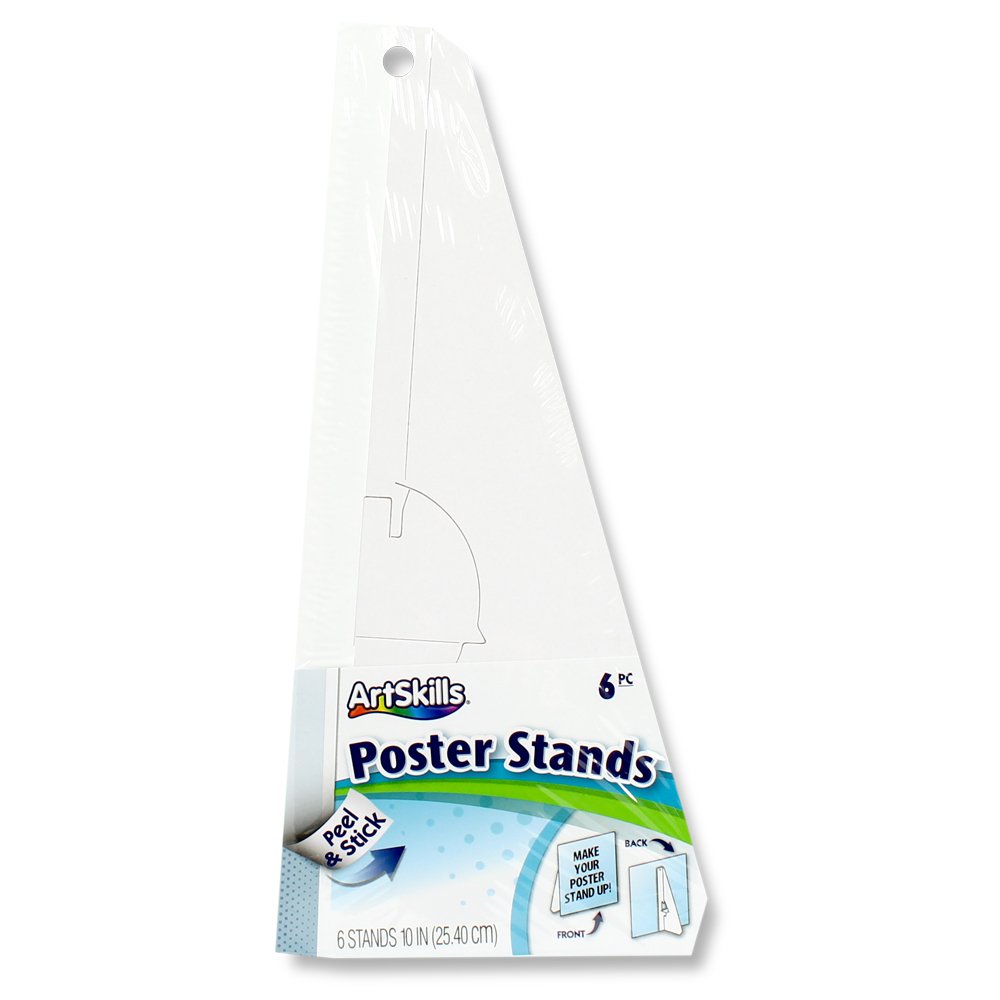 ArtSkills PA-1262 10" Easel Back Peel and Stick Poster & Project Stands, 6 Count, 6 Pack- 10 Inch, White