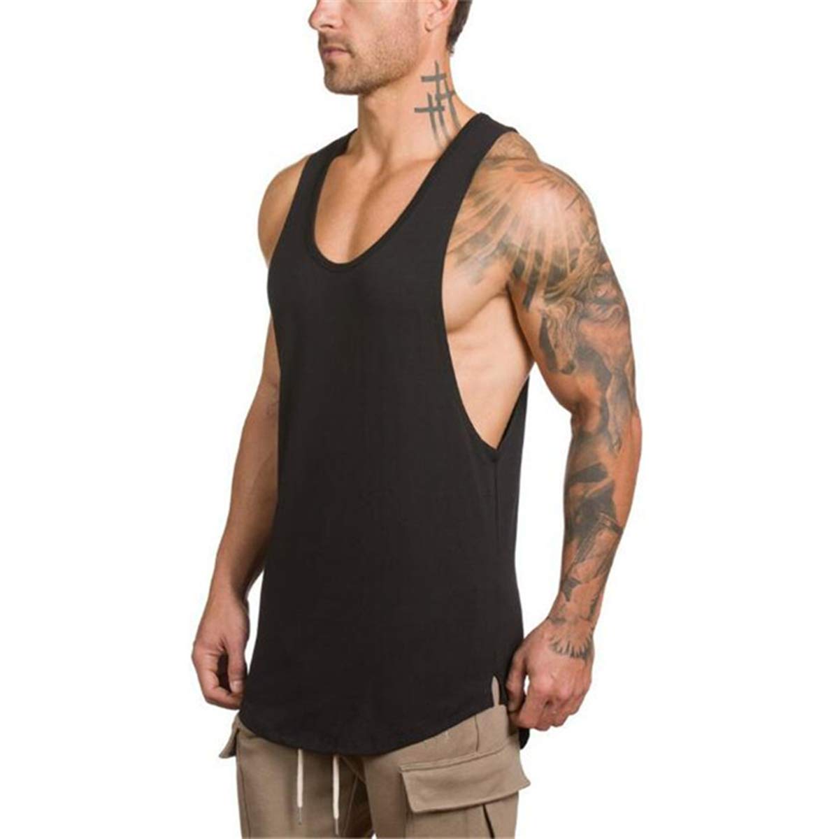 Muscle Killer 3-Pack Men's Muscle Gym Workout Stringer Tank Tops Bodybuilding Fitness T-Shirts (Small, Black+Gray+White)